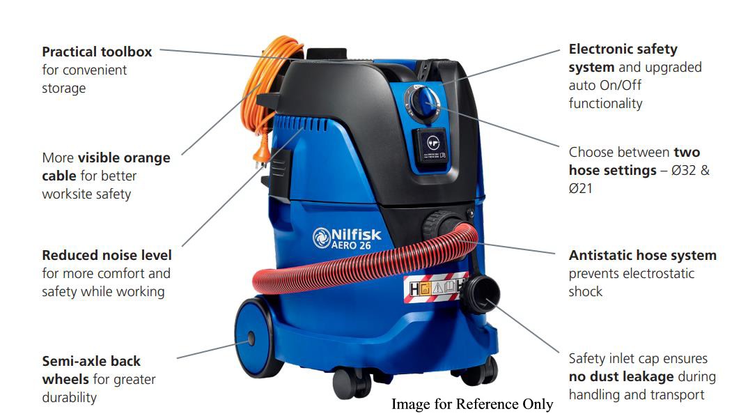Vacuums & Dust Extractors: Nilfisk AERO 26-W2H PC - H Class Dust Extractor