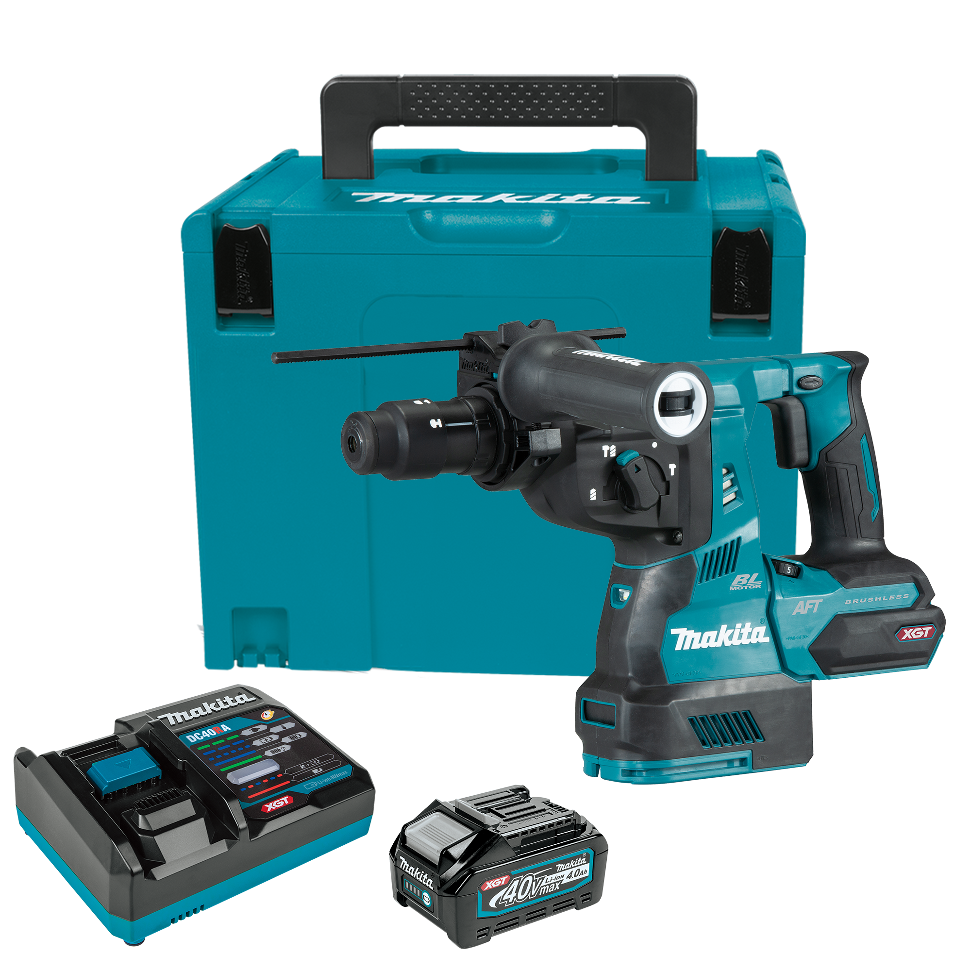 MAKITA 40 Volt XGT: Makita 40V AWS 28mm Rotary Hammer - SDS-Plus 4Ah Kit