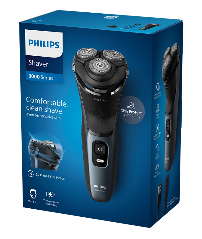 Personal Grooming: Philips Shaver 3000 Series Wet & Dry Electric Shaver